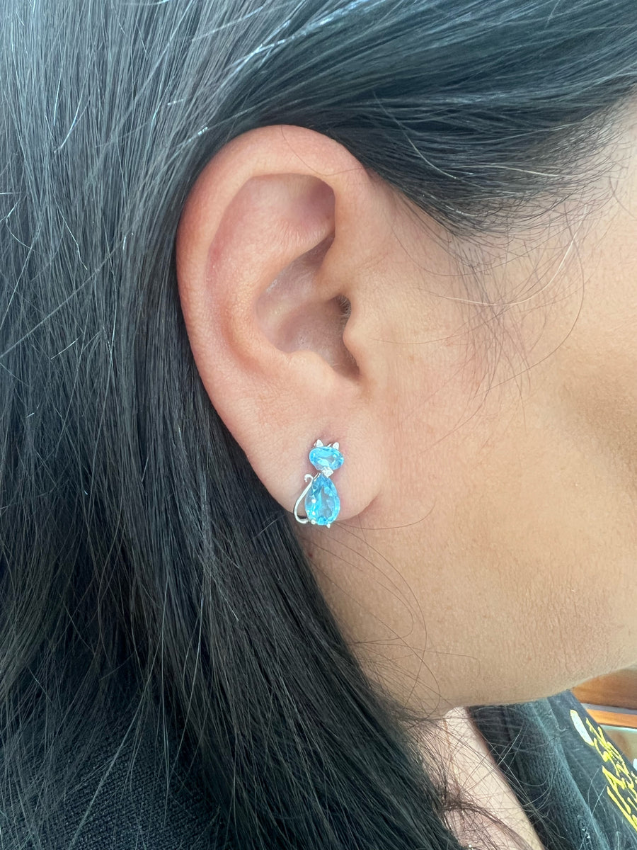 Blue Topaz Cats Earings – Joyeria Jasil